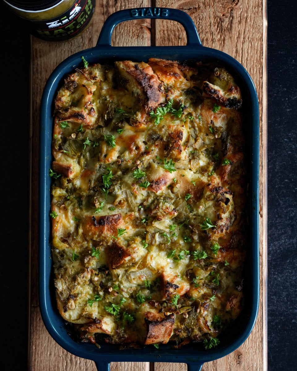 Hatch Green Chile Savory Bread Pudding – Zia Hatch Chile Company